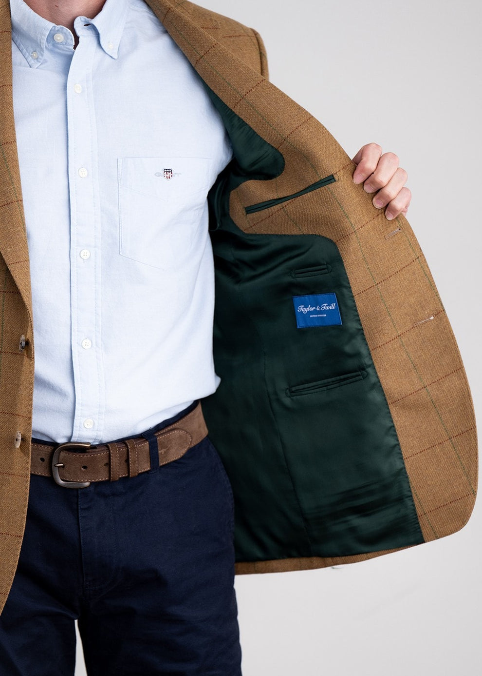 Taylor & Twill Branxton Tweed Jacket – Almond Brown Herringbone with ...