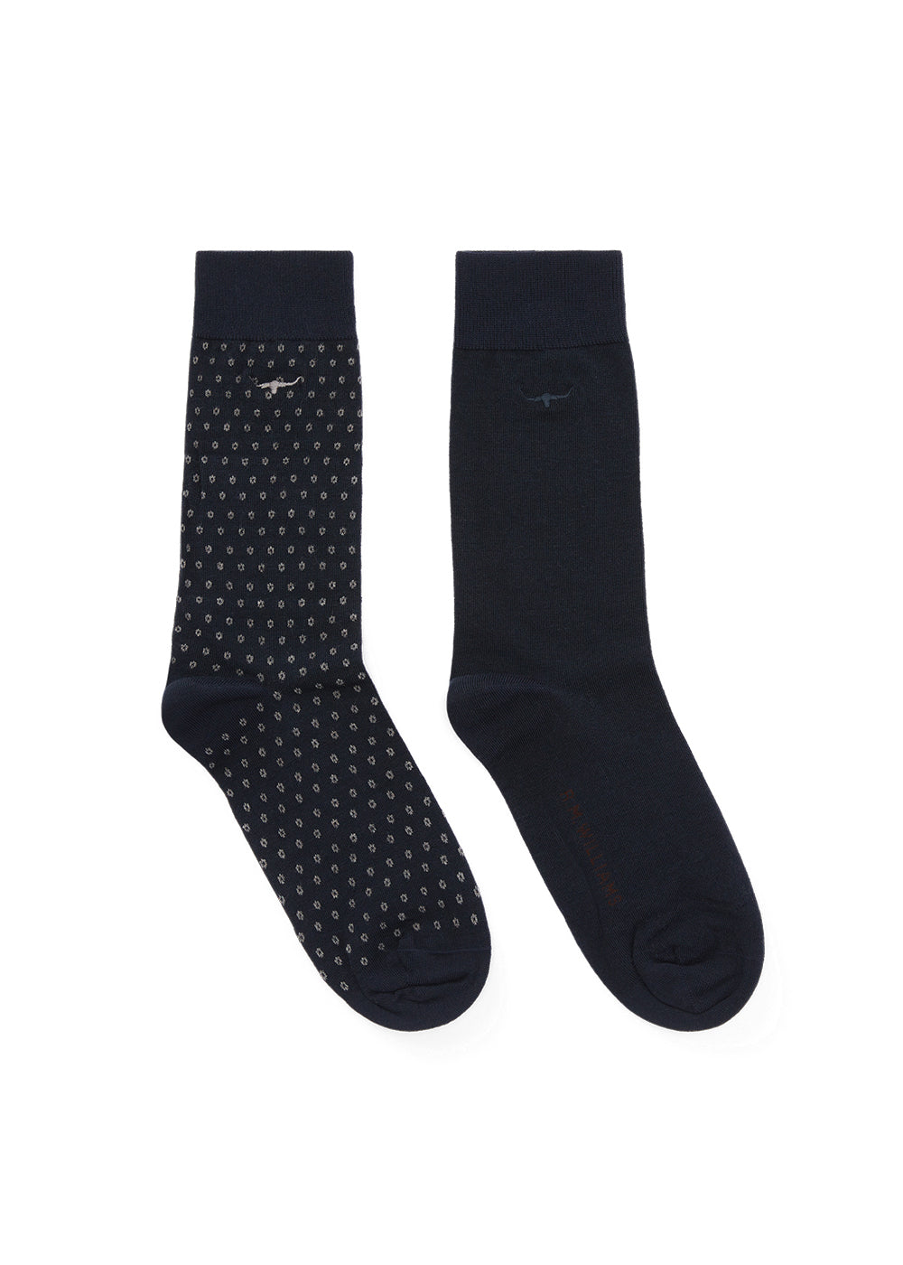 RM Williams Nelson Polka Dot Socks 2 Pack – Navy and Grey – Humes ...